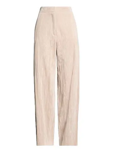 ALYSI Wide-leg Velvet Pants - Beige
