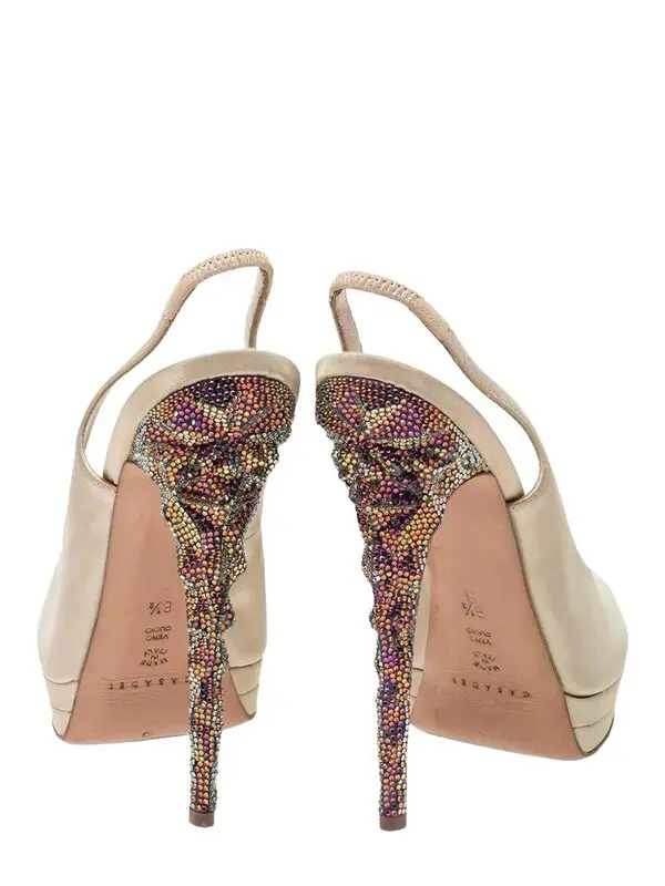 Casadei Embellished Peep-toe Sandals - Neutrals
