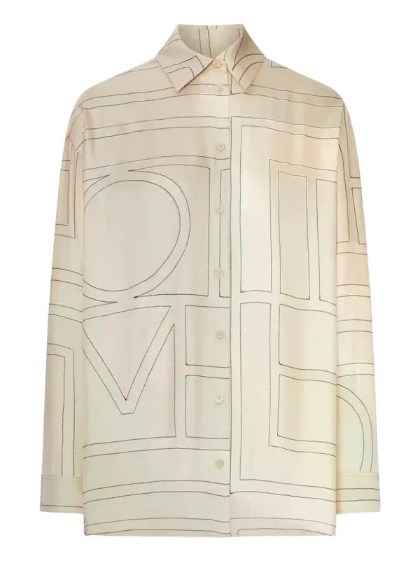 TOTEME Silk Monogram Print Shirt - Neutrals