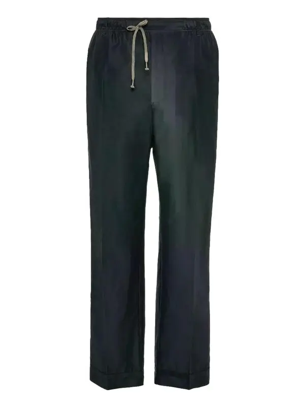 MAISON MARGIELA Cotton Drawstring Straight-leg Trousers - Blue
