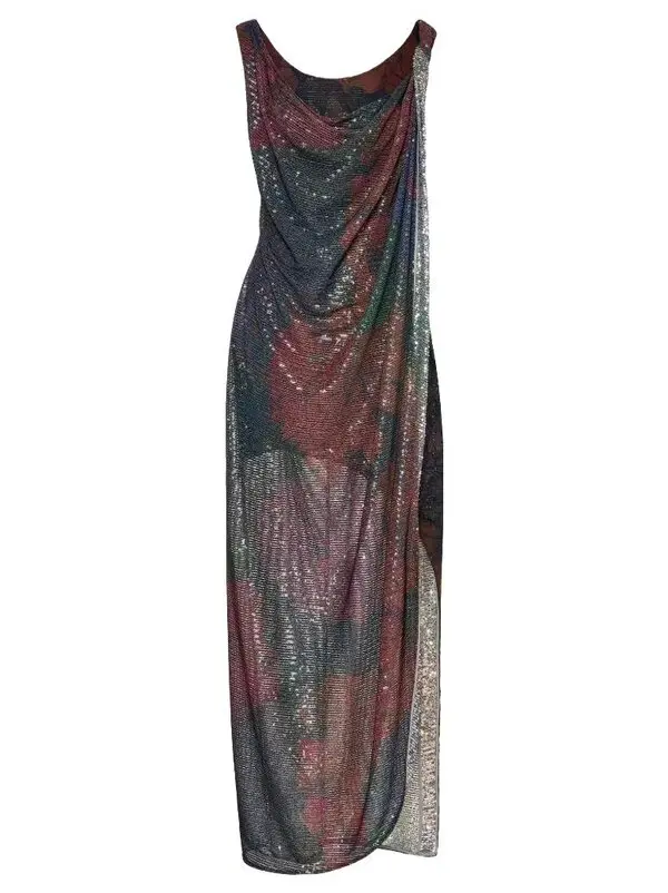 MAISON MARGIELA Sequin Draped Maxi Dress - Blue