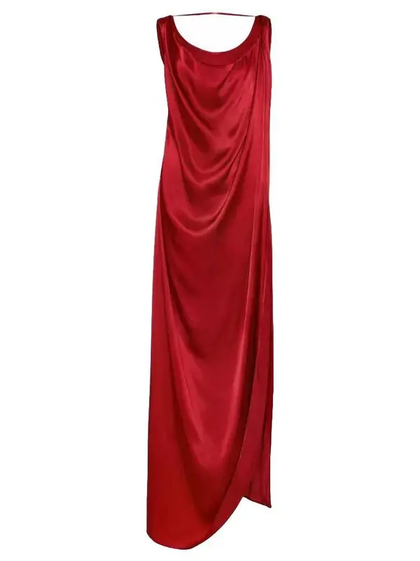 MAISON MARGIELA Draped Satin Maxi Dress - Red
