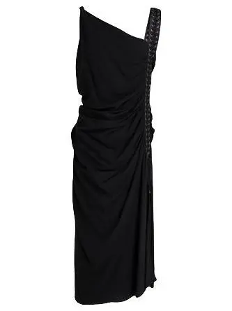 Dolce & Gabbana Draped Neckline Sleeveless Midi Dress - Black