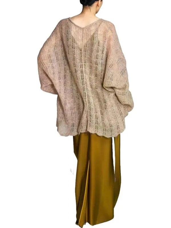 YANGKEHAN Open-knit Mohair-blend Cardigan - Neutrals