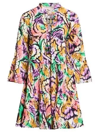CONNOR & BLAKE Tie-dye Cotton Mini Dress With Beaded Sequins - Pink