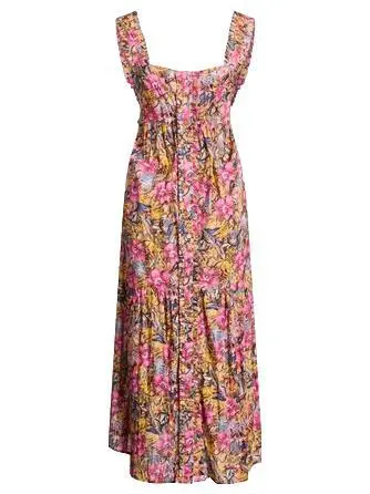 CONNOR & BLAKE Mauve Floral Print Cotton Midi Dress - Purple