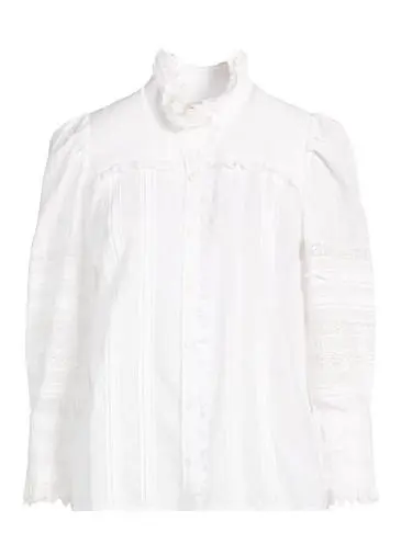 Zadig&Voltaire Solid Color Lace Trim Shirt - White