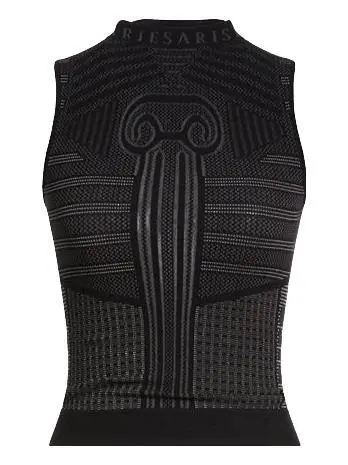 Aries Sleeveless Mock Neck Two-tone Knit Top - Black