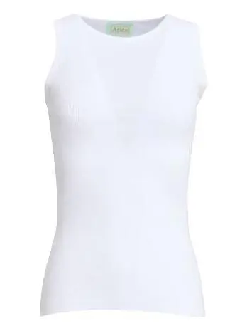 Aries Ribbed Cotton Crewneck Sleeveless Tank Top - White
