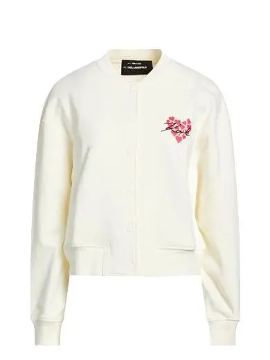 Karl Lagerfeld Organic Cotton Sweatshirt With Embroidered Details - Ivory