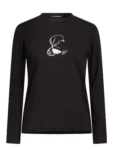 Karl Lagerfeld Long Sleeve Organic Cotton T-shirt With Graphic Print - Black