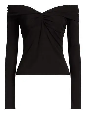 Blumarine Viscose Jersey Top With Draped Neckline - Black
