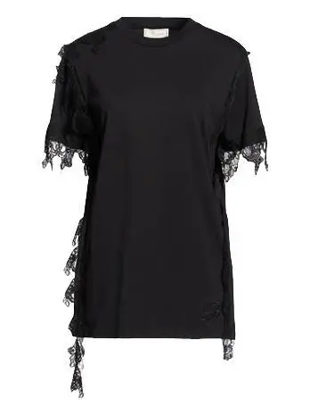 Blumarine Cotton T-shirt With Lace Trim - Black