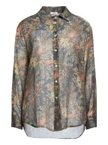OLTRE Lyocell And Polyamide Floral Print Shirt - Navy