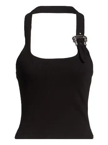 Versace Cotton Blend Crop Top With Buckle Detail - Black