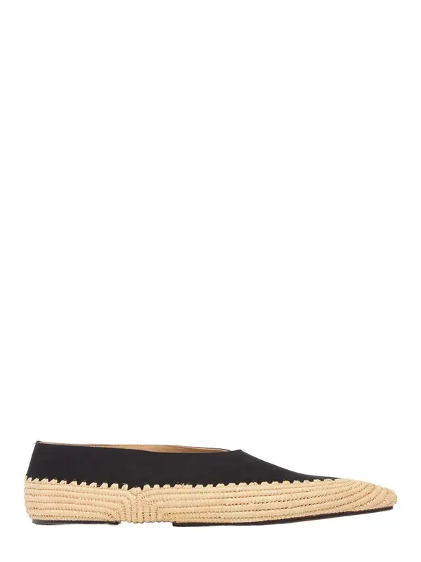 Gabriela Hearst Strength Flat Shoe In Suede And Raffia - Black