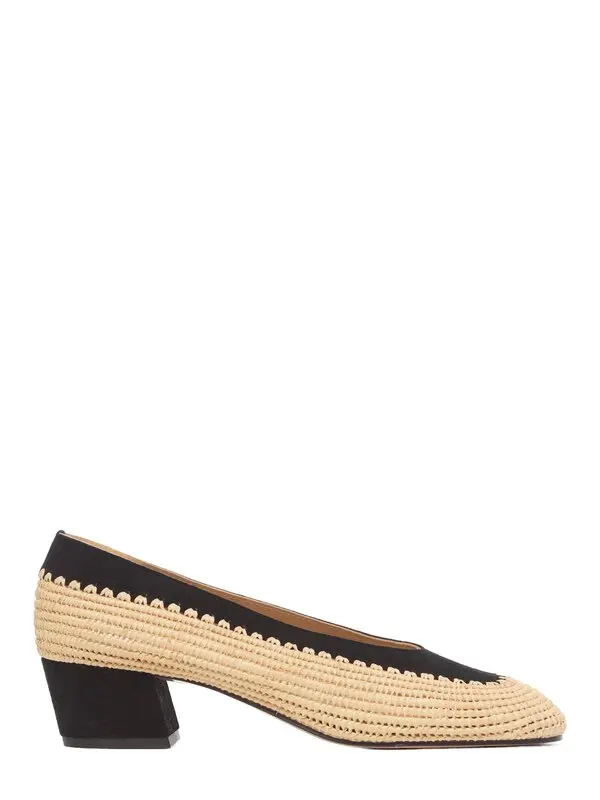 Gabriela Hearst Strength Pump In Suede And Raffia - Black