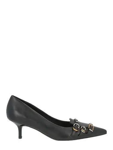 Pinko Leather Pumps With Buckle And Stud Embellishments - Black