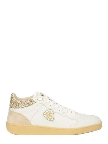 BLAUER. High-top Sneakers In Leather And Textile Fibers - Off White