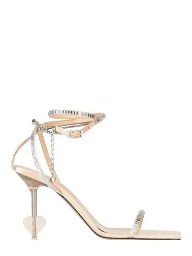Mach & Mach Embellished Satin Sandals With Crystal Accents - Beige