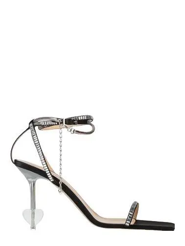 Mach & Mach Embellished Textile Sandals With Sculptural Heel - Black