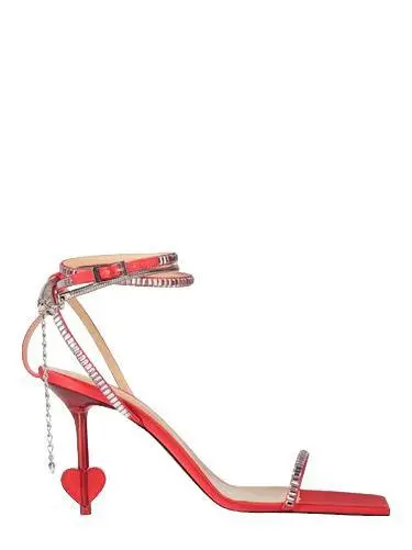 Mach & Mach Embellished Textile Sandals With Sculptural Heel - Red