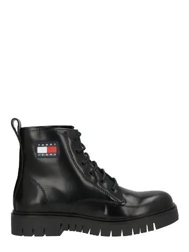 Tommy Hilfiger Glossed-leather Lace-up Combat Boots - Black