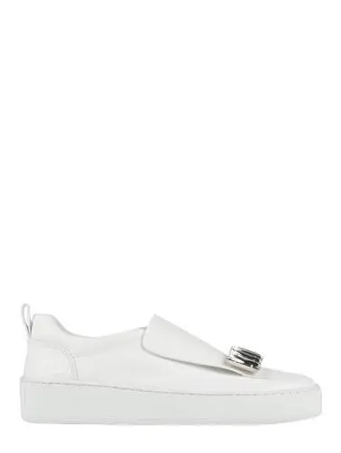 SERGIO ROSSI Embellished Leather Slip-on Sneakers - White