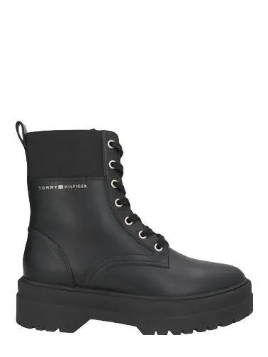 Tommy Hilfiger Leather And Textile Ankle Boots - Black