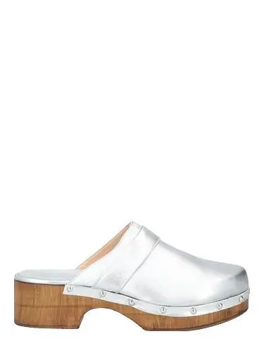 COPENHAGEN  Metallic Leather Clogs - Silver