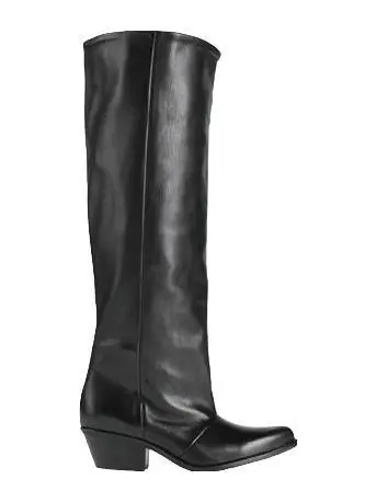 DIVINE FOLLIE Calfskin Leather Cowboy Boots - Black