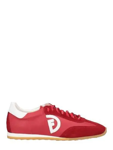 DIVINE FOLLIE Brick Leather And Suede Low-top Sneakers - Red