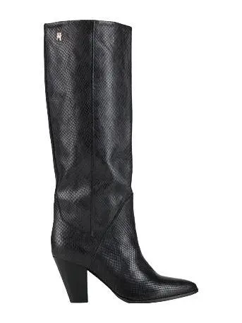 Tommy Hilfiger Leather Snakeskin-print Boots - Black