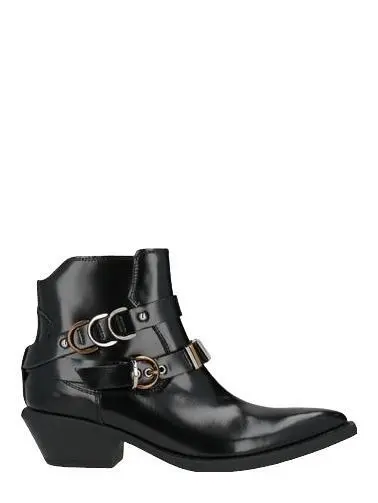 Pinko Calfskin Ankle Boots With Buckled Detailing - Black