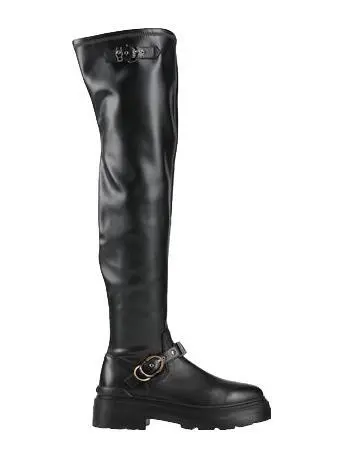 Pinko Leather & Synthetic Over-the-knee Boots With Appliqué Detailing - Black