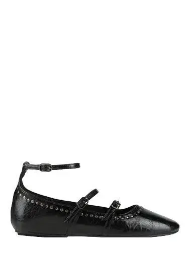 OVYE Leather Mary Jane Ballet Flats With Appliqués And Studs - Black