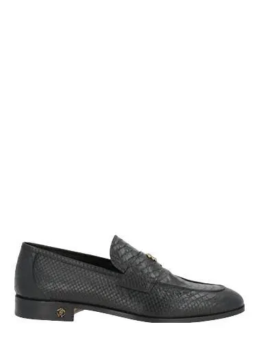 Roberto Cavalli Crocodile-effect Calfskin Loafers - Black