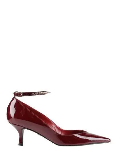 ANIYE BY Leather Pointed Toe Spool Heel Pumps - Red
