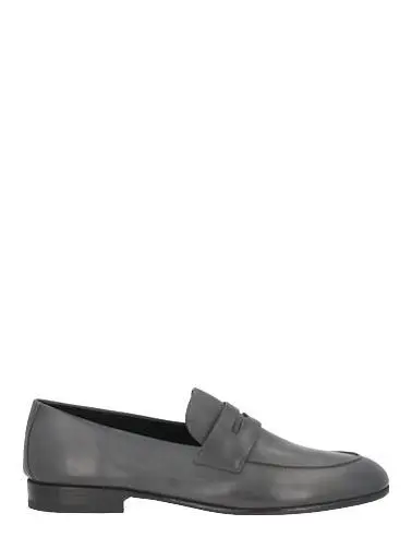 Giorgio Armani Charcoal Leather Penny Loafers - Grey