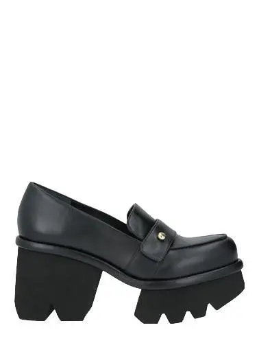 PALOMA BARCELO Chocolate Leather Loafers - Black