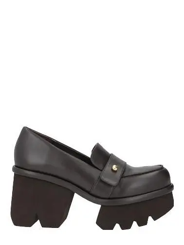 PALOMA BARCELO Chocolate Leather Loafers - Brown