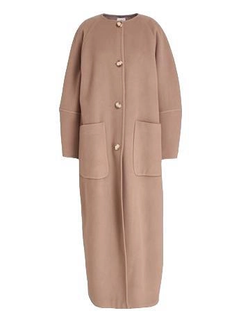 ALYSI Single-breasted Coat In Virgin Wool Blend - Light Brown