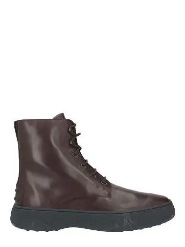 TOD'S Dark Leather Lace-up Ankle Boots - Brown
