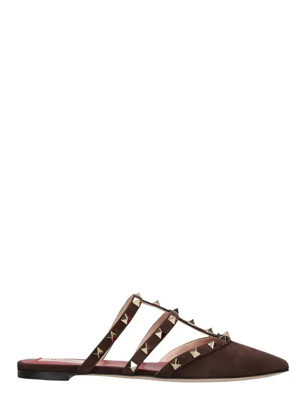 Valentino Garavani Suede Rockstud Mules - Brown