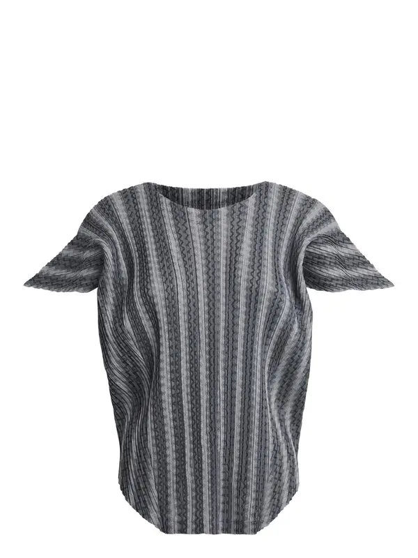 Issey Miyake Cotton-blend Zigzag Top - Grey