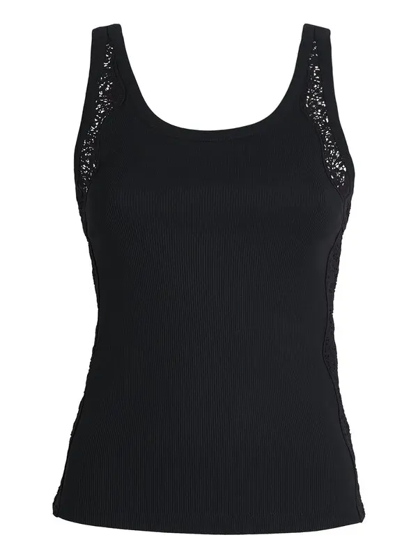 Sandro Lace Insert Cotton Tank Top - Black