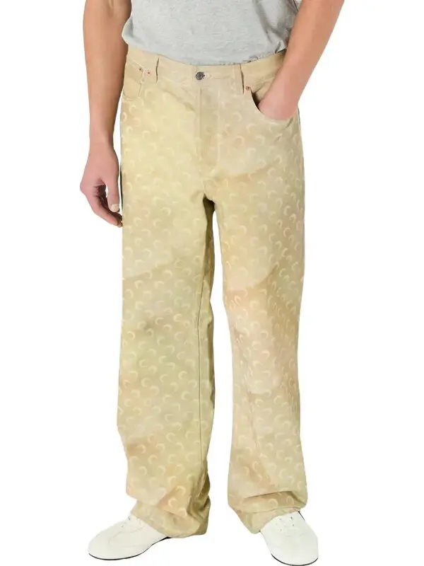MARINE SERRE Moon Print Faded Jeans - Neutrals