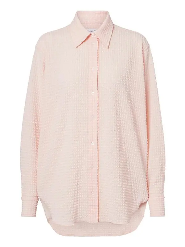 Hunza G Checked Seersucker Shirt - Pink