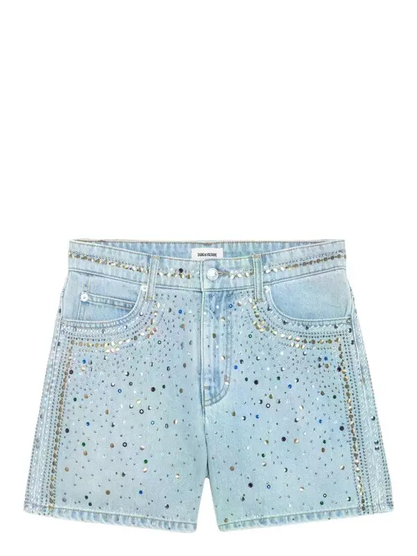 Zadig&Voltaire Sadys Embellished Denim Shorts - Blue