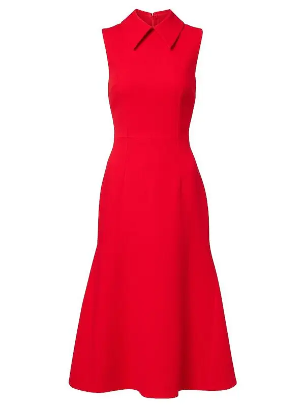 EMILIA WICKSTEAD Leontine Wool Crêpe Midi Dress - Red